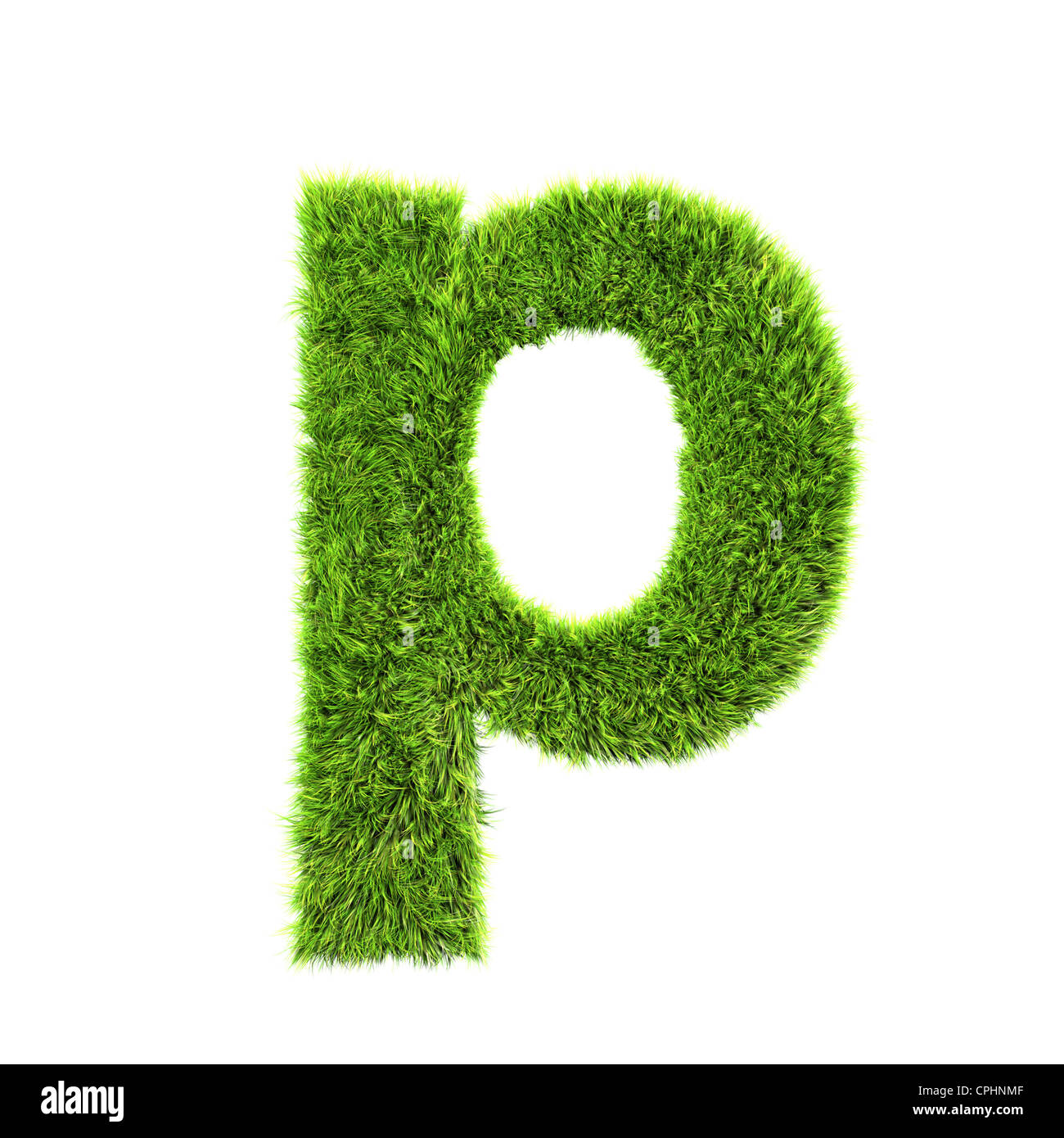 3d grass letter isolated on white background - p Stock Photo - Alamy