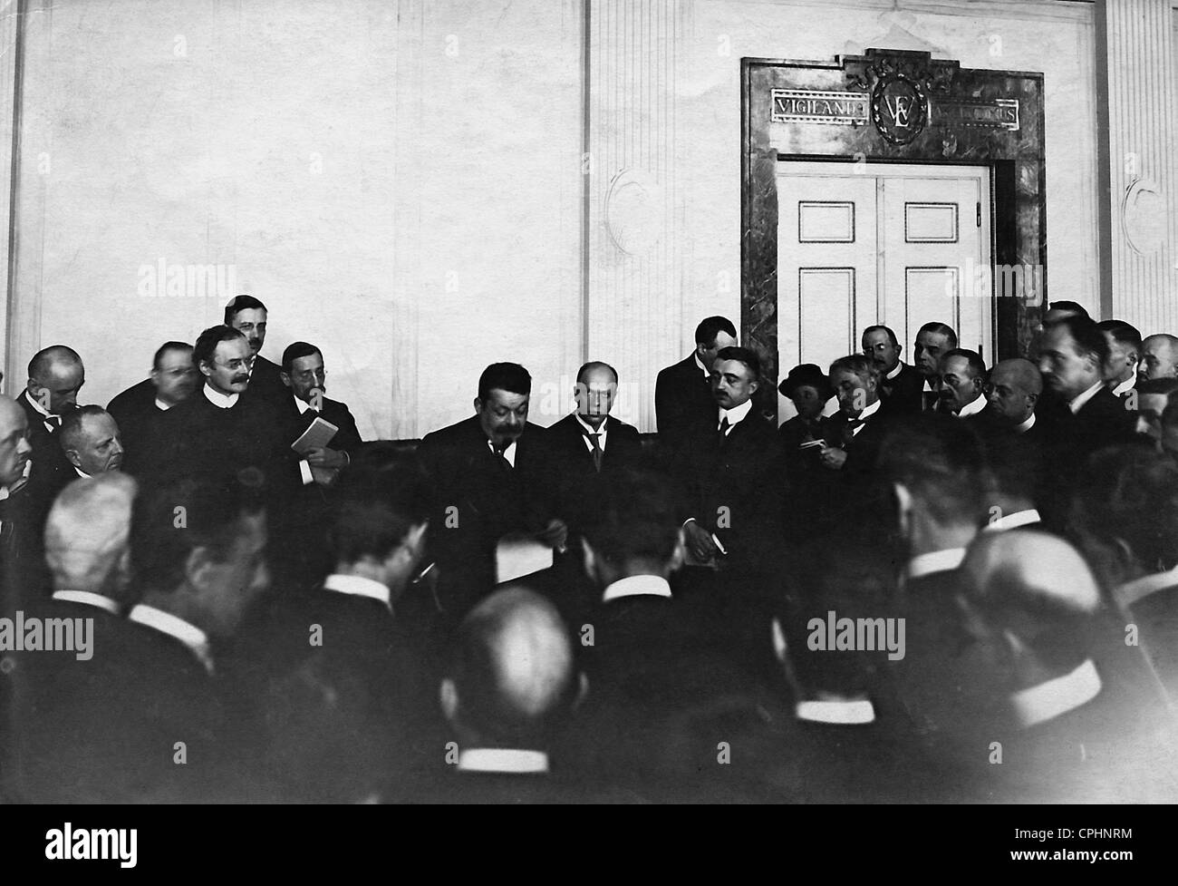Friedrich Ebert (centre) at a press reception on the day of his ...
