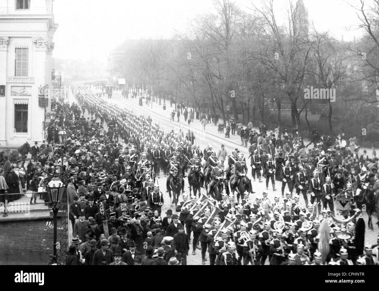 Kaiser Wilhelm II rides at the head of the 1st Guard Regiment, 1899 ...