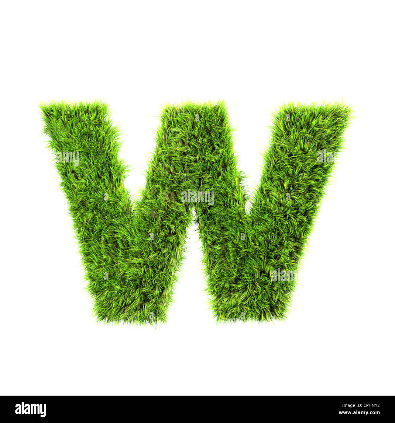 3d grass letter isolated on white background - w Stock Photo - Alamy