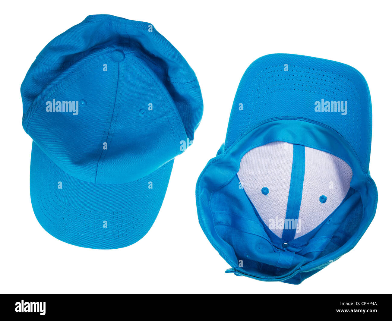 Blue crumpled cap isolated top and bottom view Stock Photo - Alamy