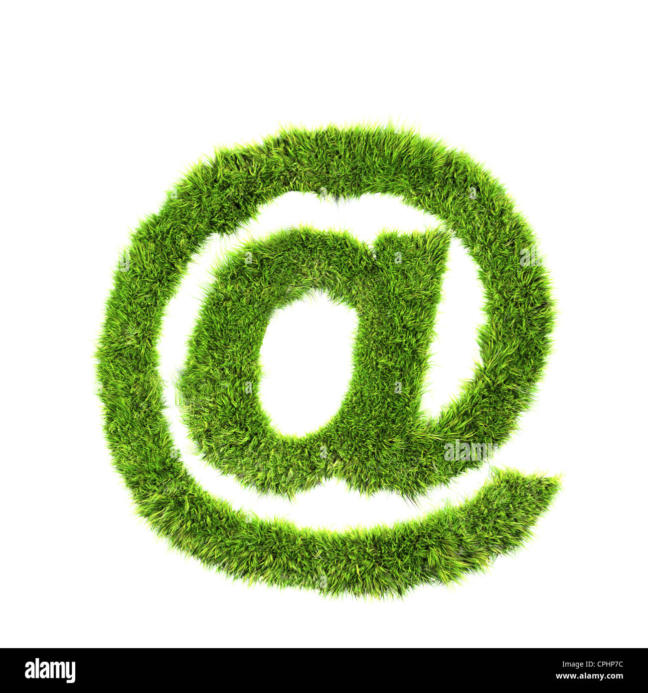 3d grass sign isolated on white background - arobas Stock Photo - Alamy