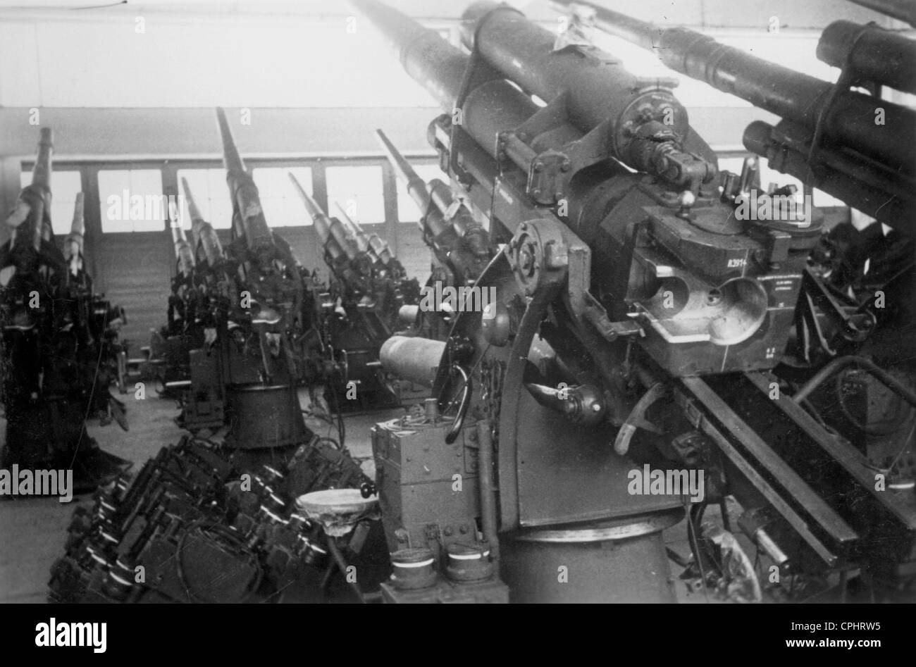 German anti-aircraft guns in a supply station, 1942 Stock Photo - Alamy