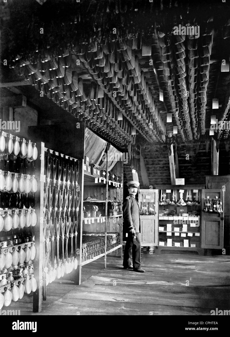 German supply sergeant in the clothing room, 1910 Stock Photo - Alamy