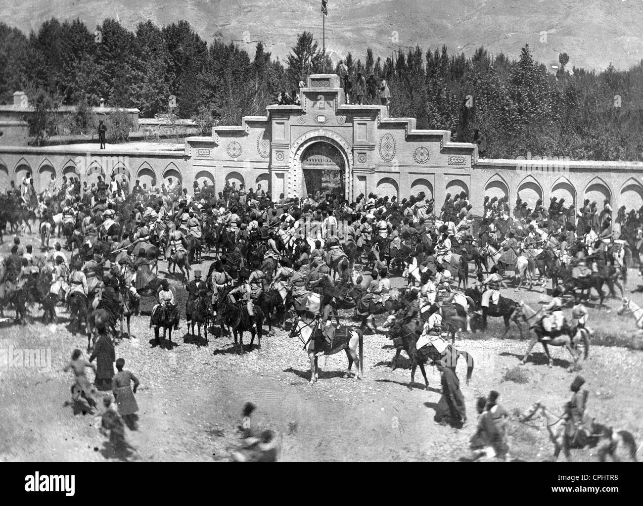 Rebellion in front of the British consulate in Shiraz, 1926 Stock Photo ...