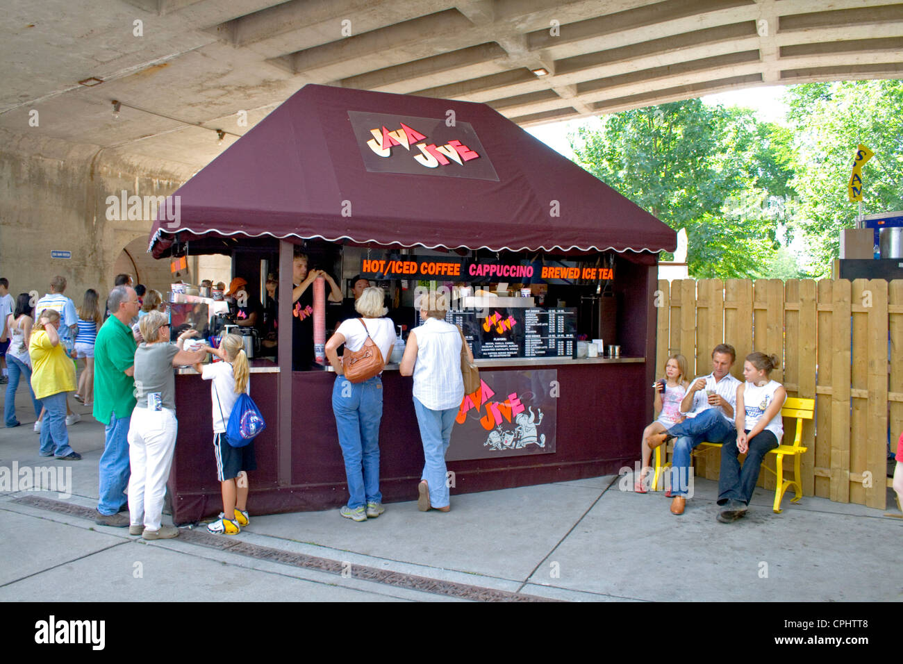 Patrons purchasing designer coffee at Java Jive walk up concession ...