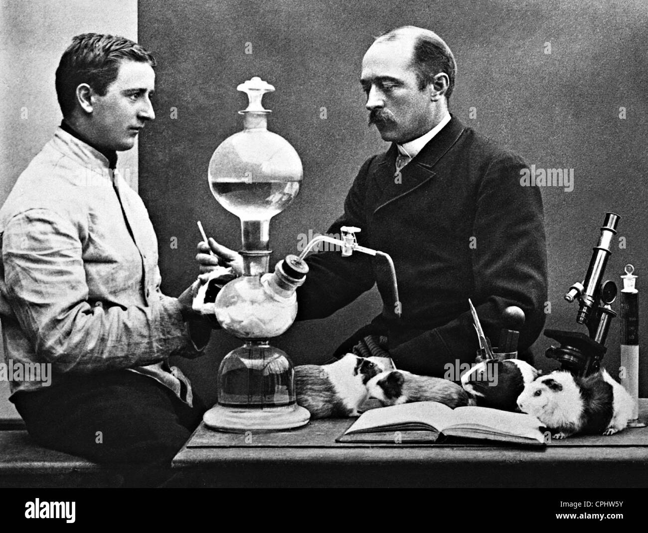 Emil von Behring in the laboratory during animal experiments Stock ...