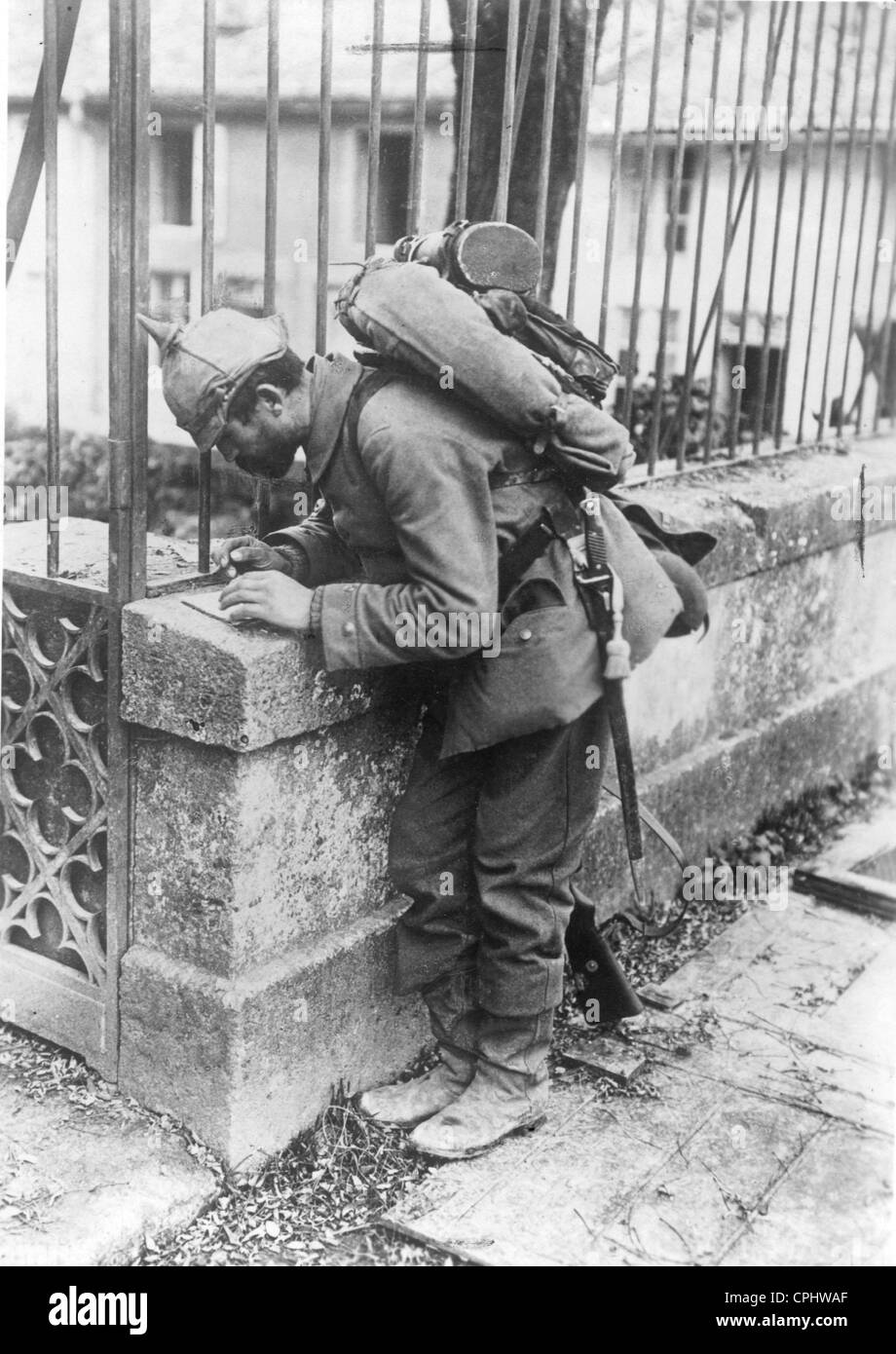 German soldier writes, 1914 Stock Photo - Alamy