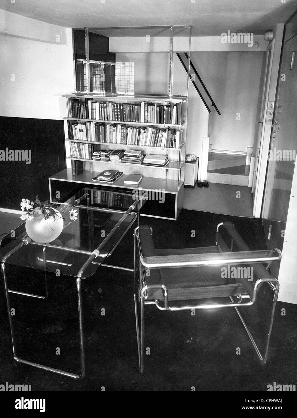 A library in Bauhaus style, 1930 Stock Photo - Alamy