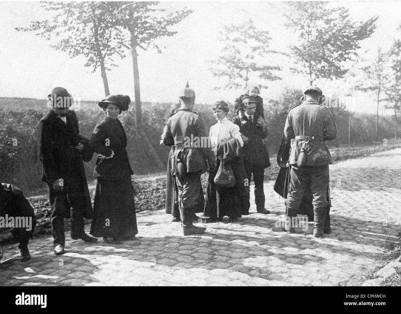 German soldiers monitor Belgians, 1914 Stock Photo - Alamy