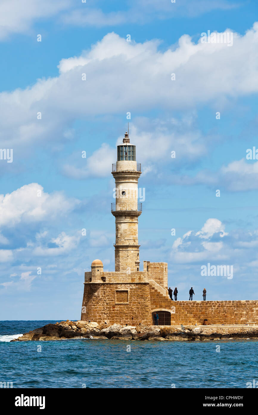 Venetian lighthouse in Chania, Greece, island of Crete Stock Photo - Alamy