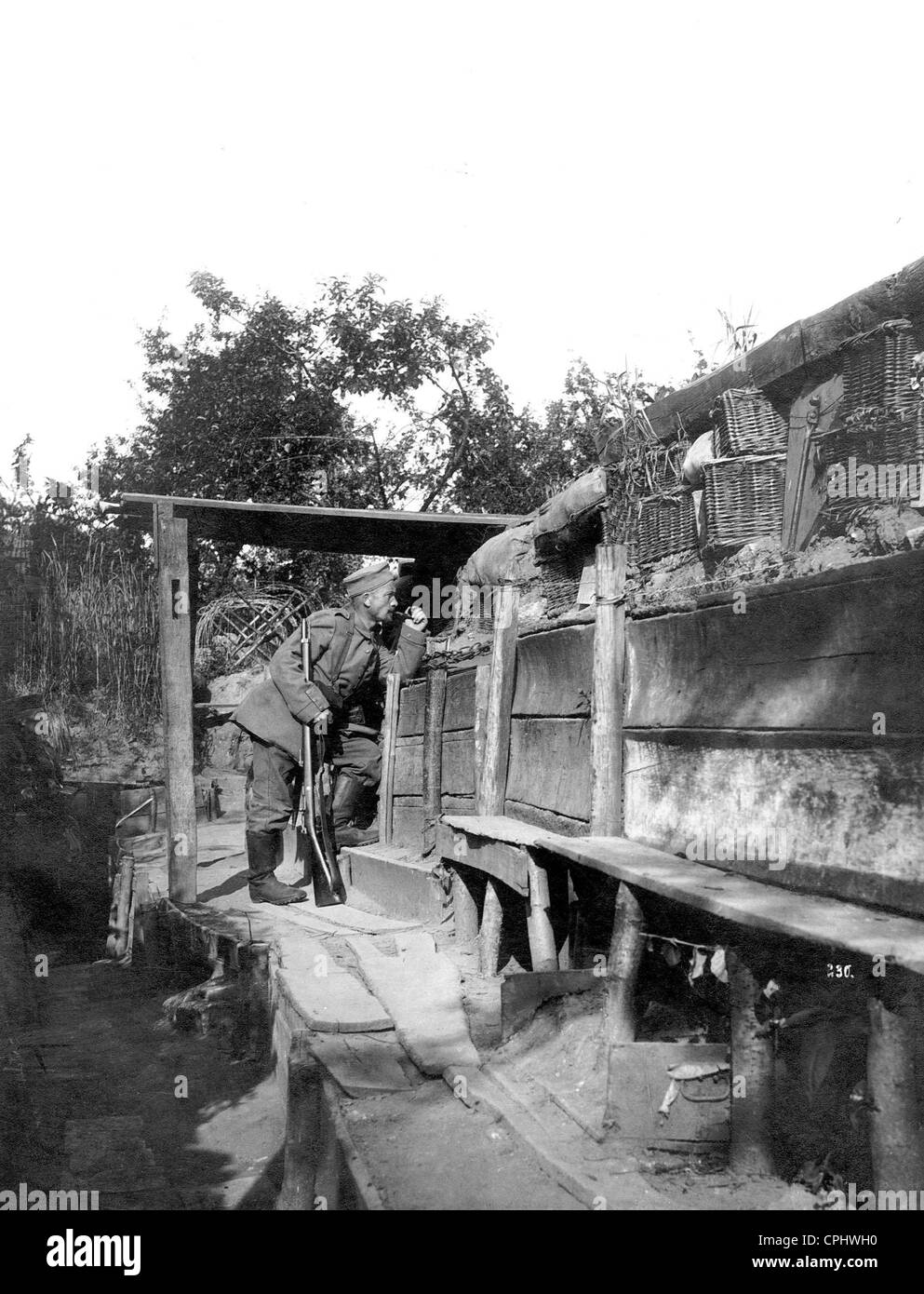 Guard in a German field fortification, 1915 Stock Photo - Alamy
