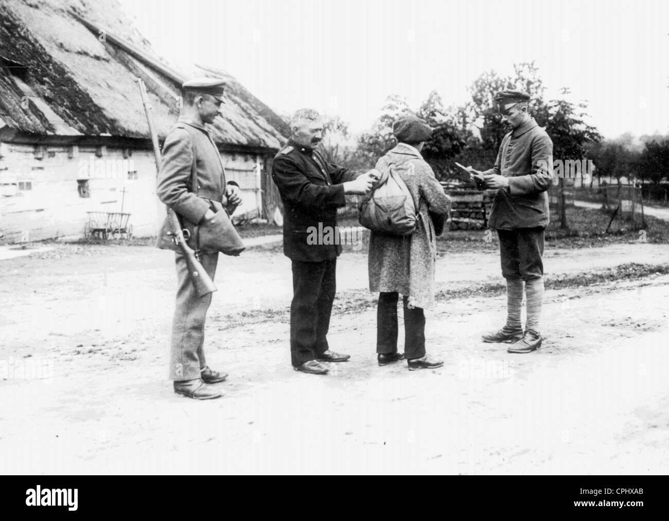 Silesian border guards on the Czech border during a control,1919 Stock ...