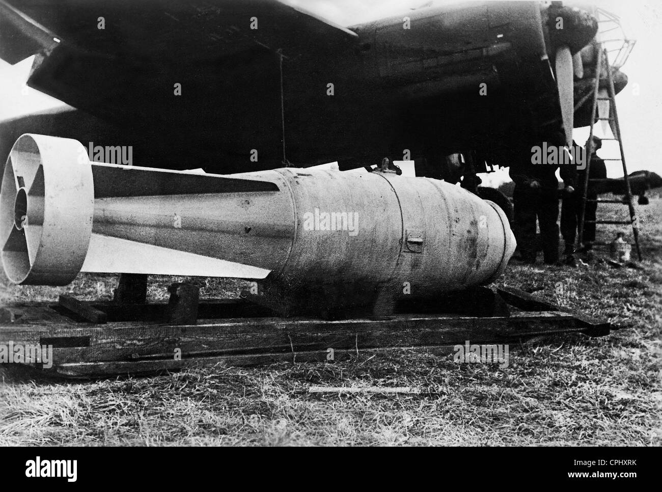 Loading of a German fighter plane with bombs, 1940 Stock Photo - Alamy