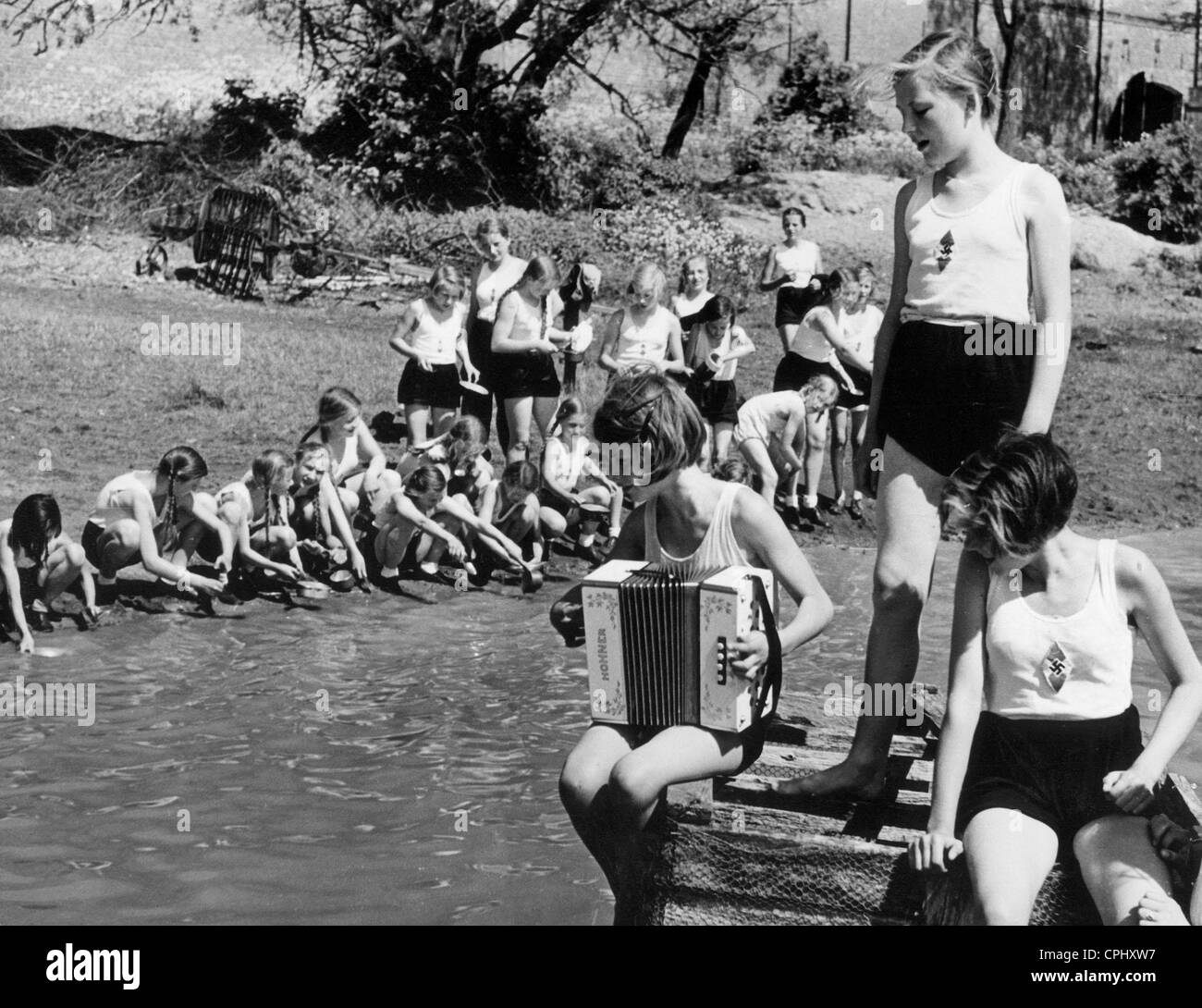 German Jungmaedel (Young Girls) making music, 1938 Stock Photo - Alamy