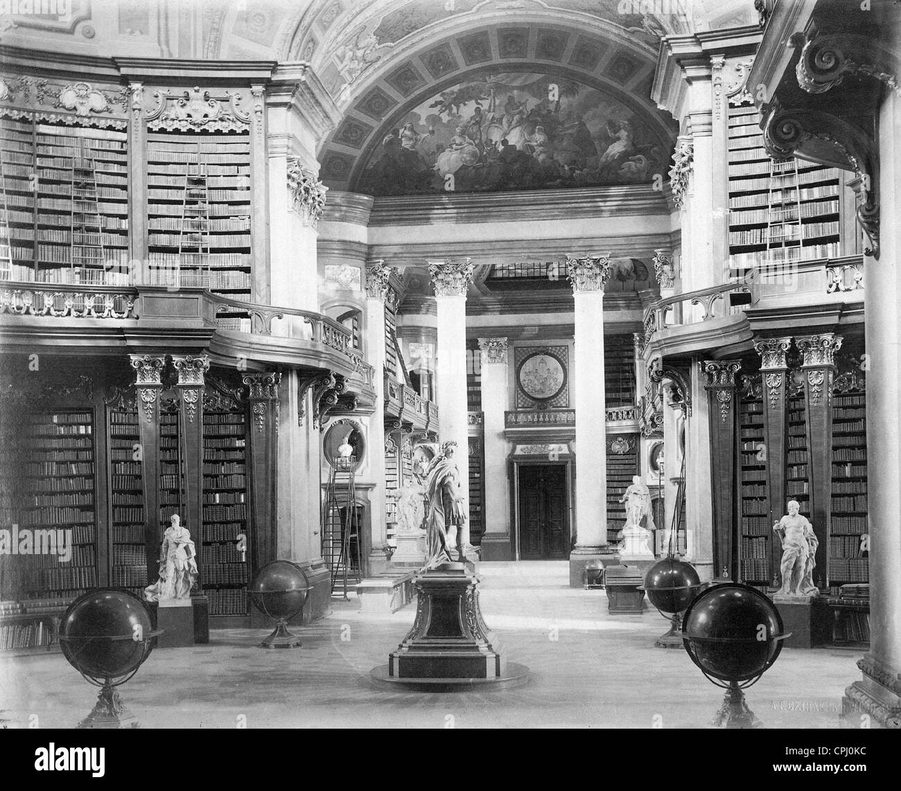 The Prunksaal (Splendor Hall) of the Austrian National Library, 1900 ...