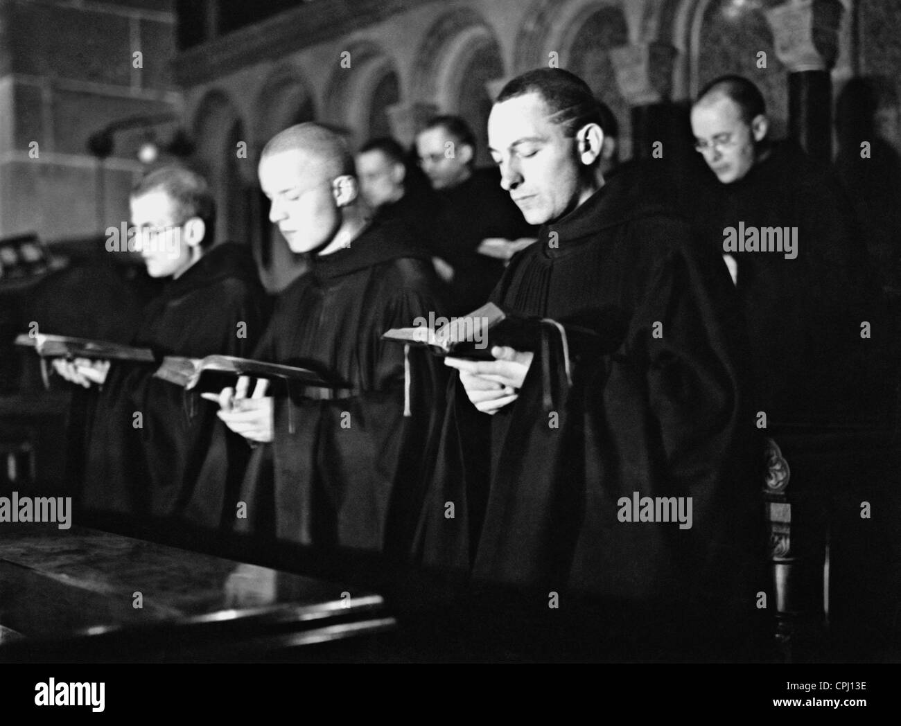 Benedictine monks at mass, 1931 Stock Photo - Alamy