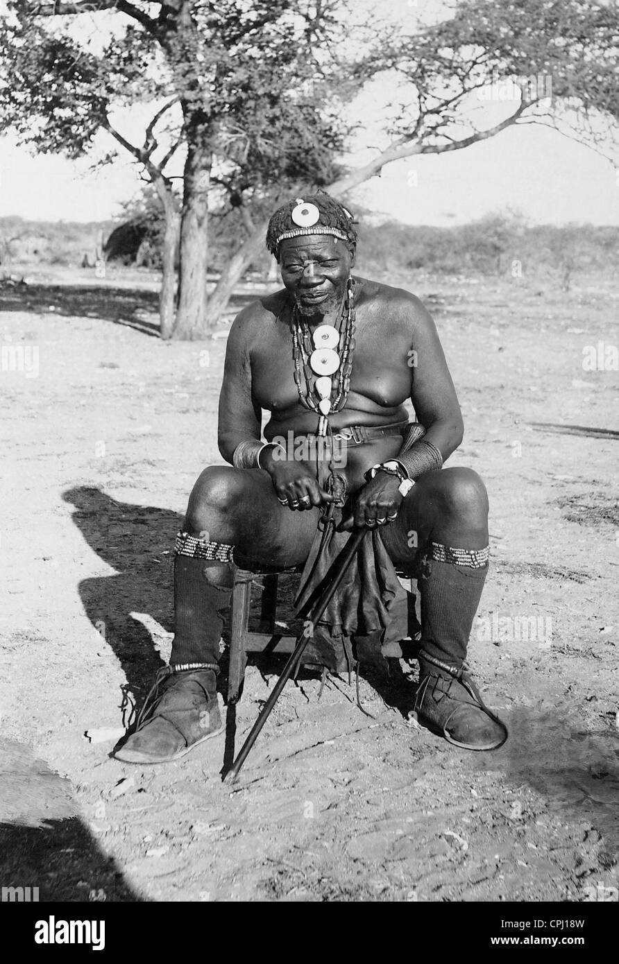 Herero chief in German Southwest Africa, 1903 Stock Photo - Alamy
