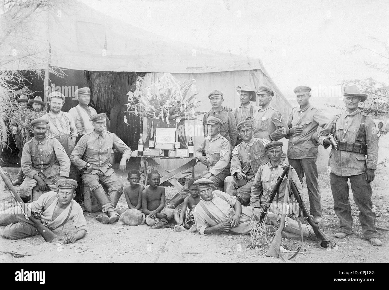 German soldiers at the time of the uprising of the Herero in German ...
