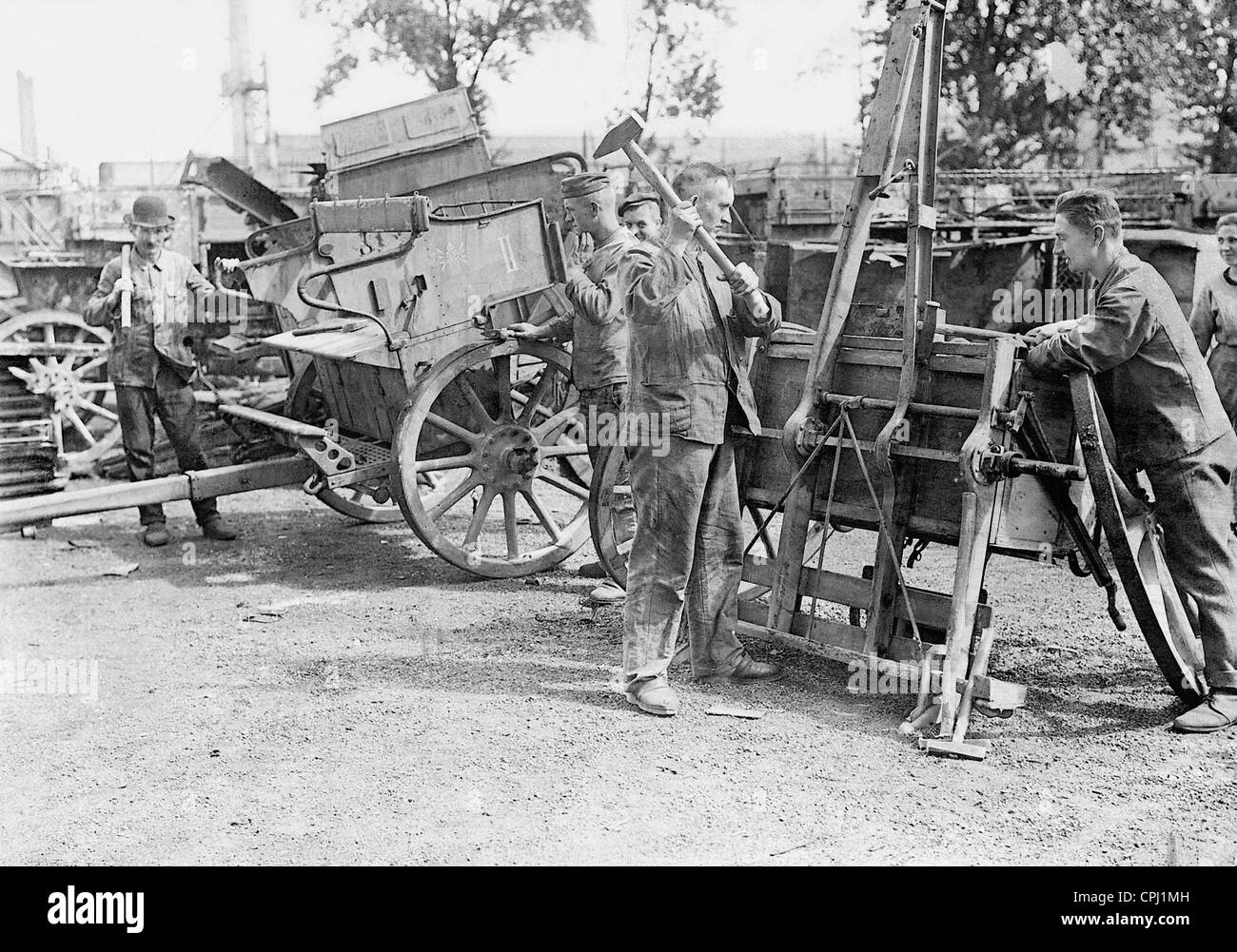 Dismantling of a German ammunitions car, 1919 Stock Photo - Alamy