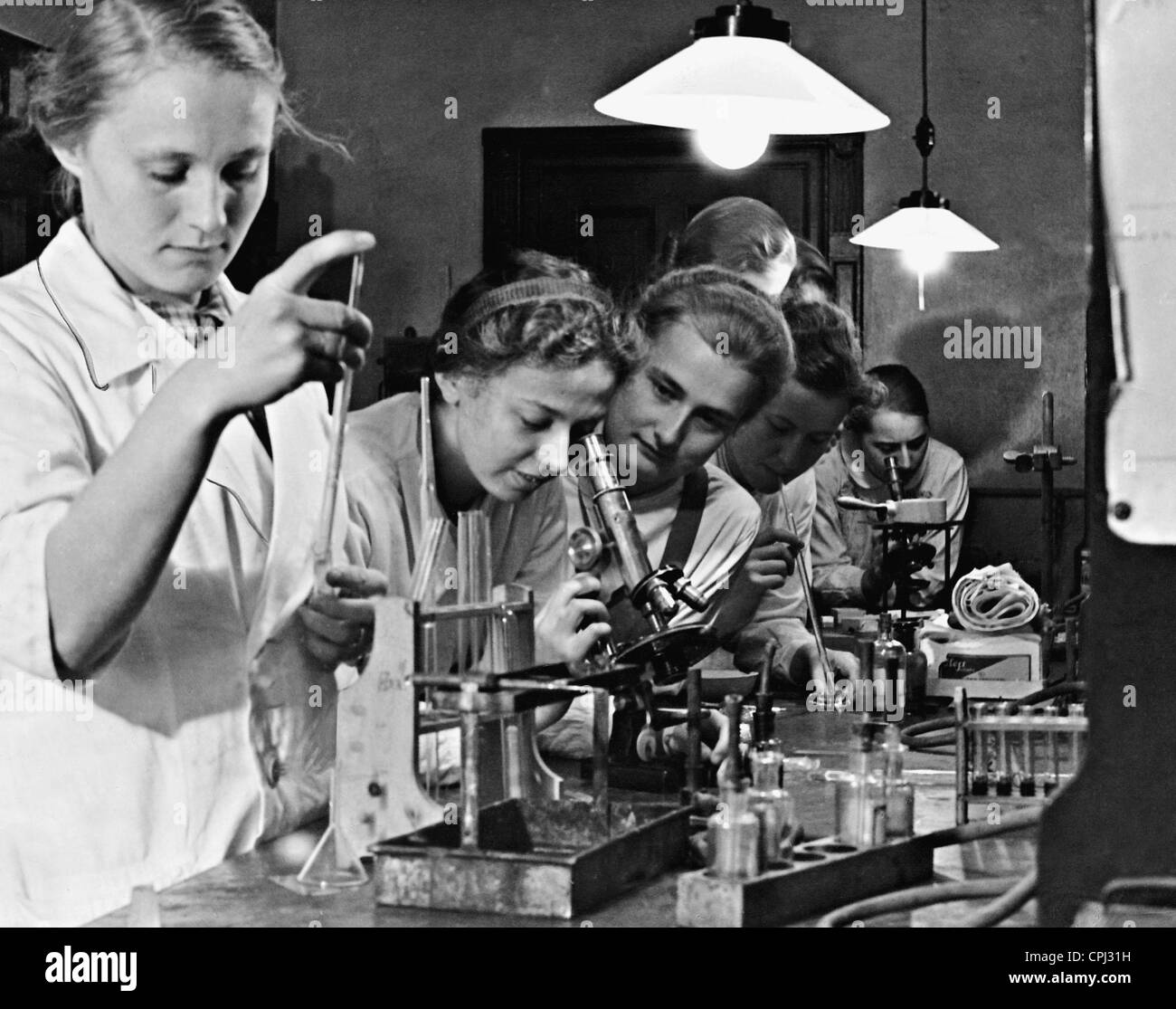 Students in the laboratory, 1939 Stock Photo - Alamy