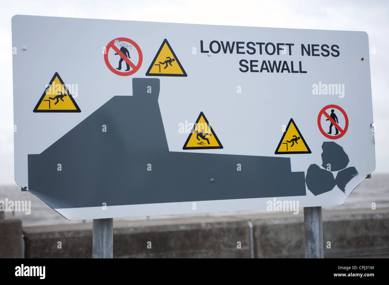 Diagram of the Lowestoft Ness seawall Stock Photo - Alamy