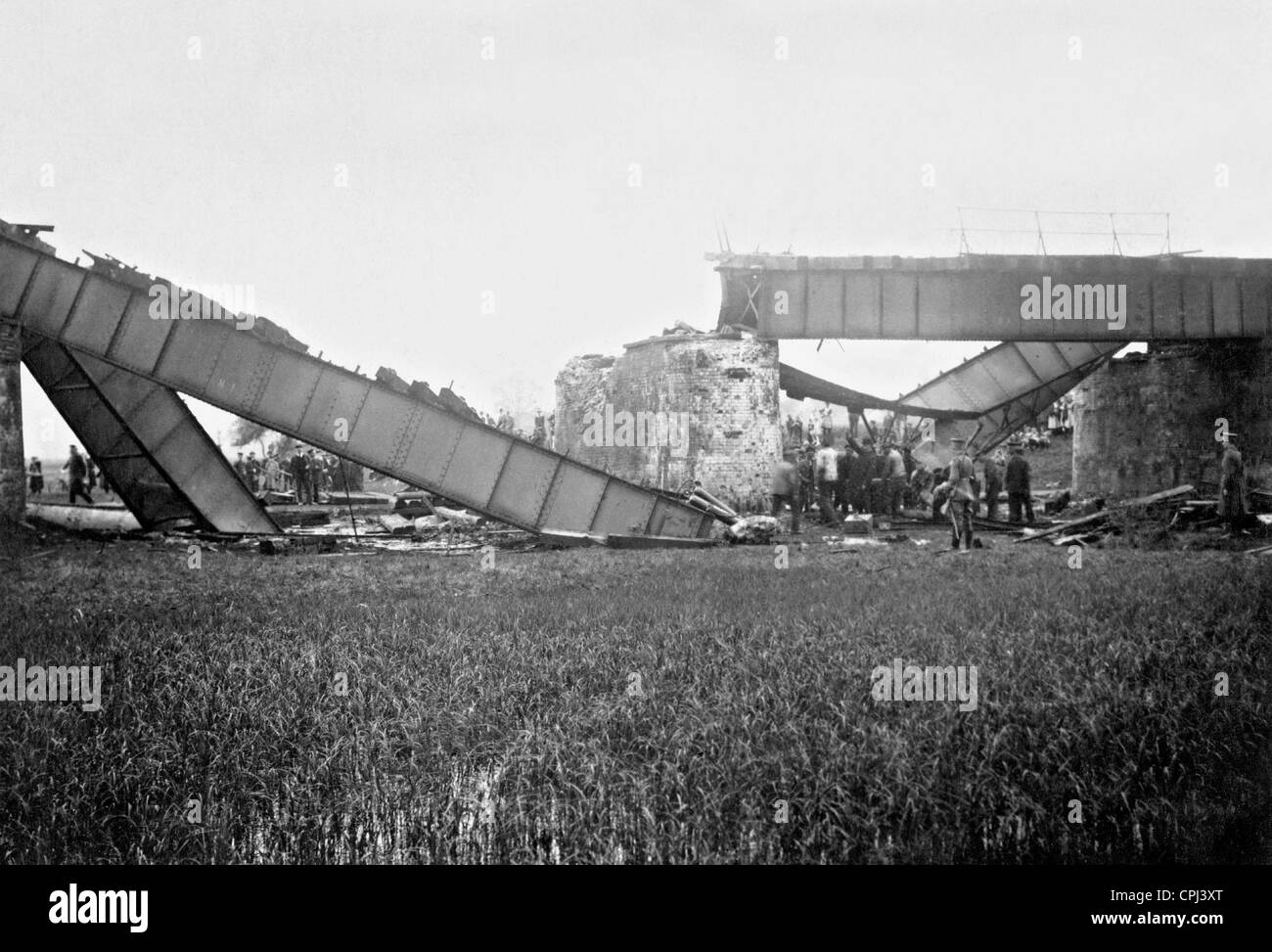 Destroyed bridge upper silesia Black and White Stock Photos & Images - Alamy
