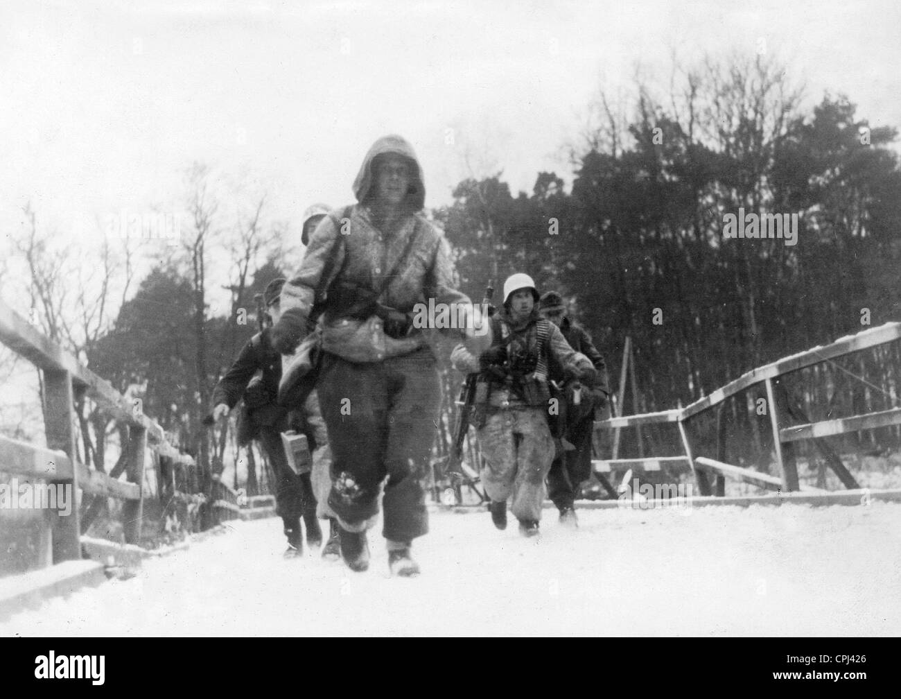 Soldiers of the Waffen SS during combat on the Western front, 1945 ...