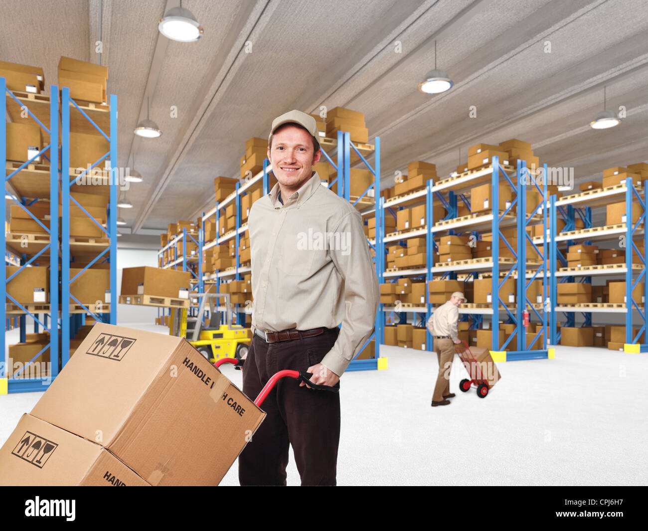 delivery man in classic warehouse Stock Photo - Alamy