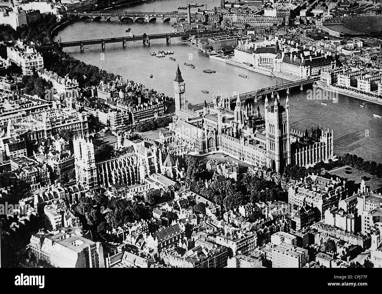 Panorama of London with the Thames, 1936 Stock Photo - Alamy