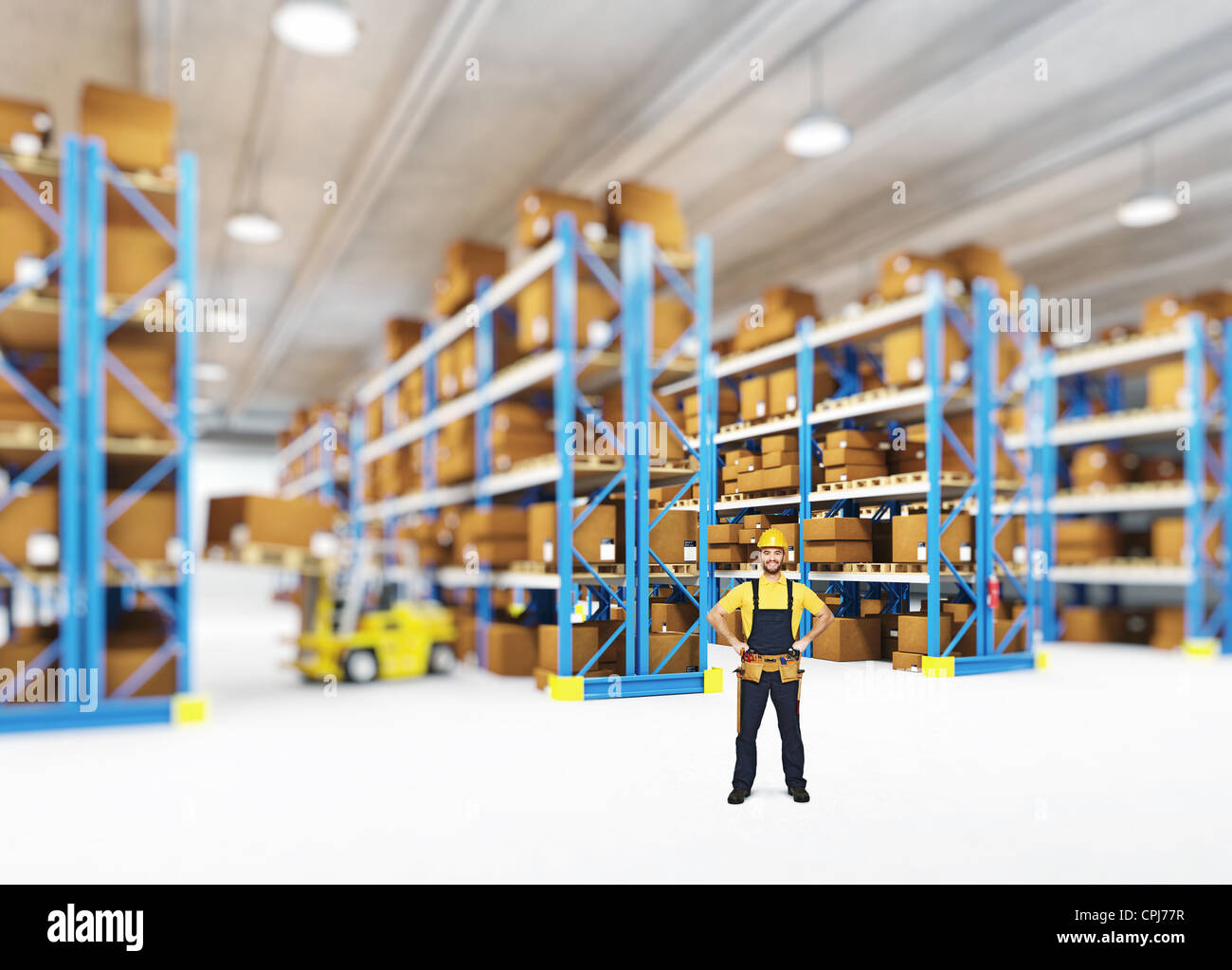 delivery man in classic warehouse Stock Photo - Alamy
