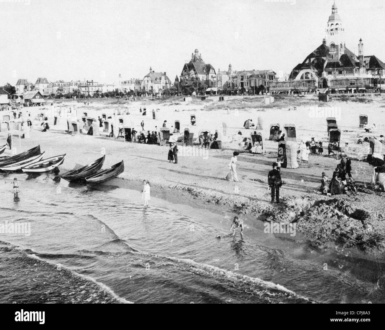 Beach life in the Baltic sea spa of Swinemuende, 1913 Stock Photo - Alamy