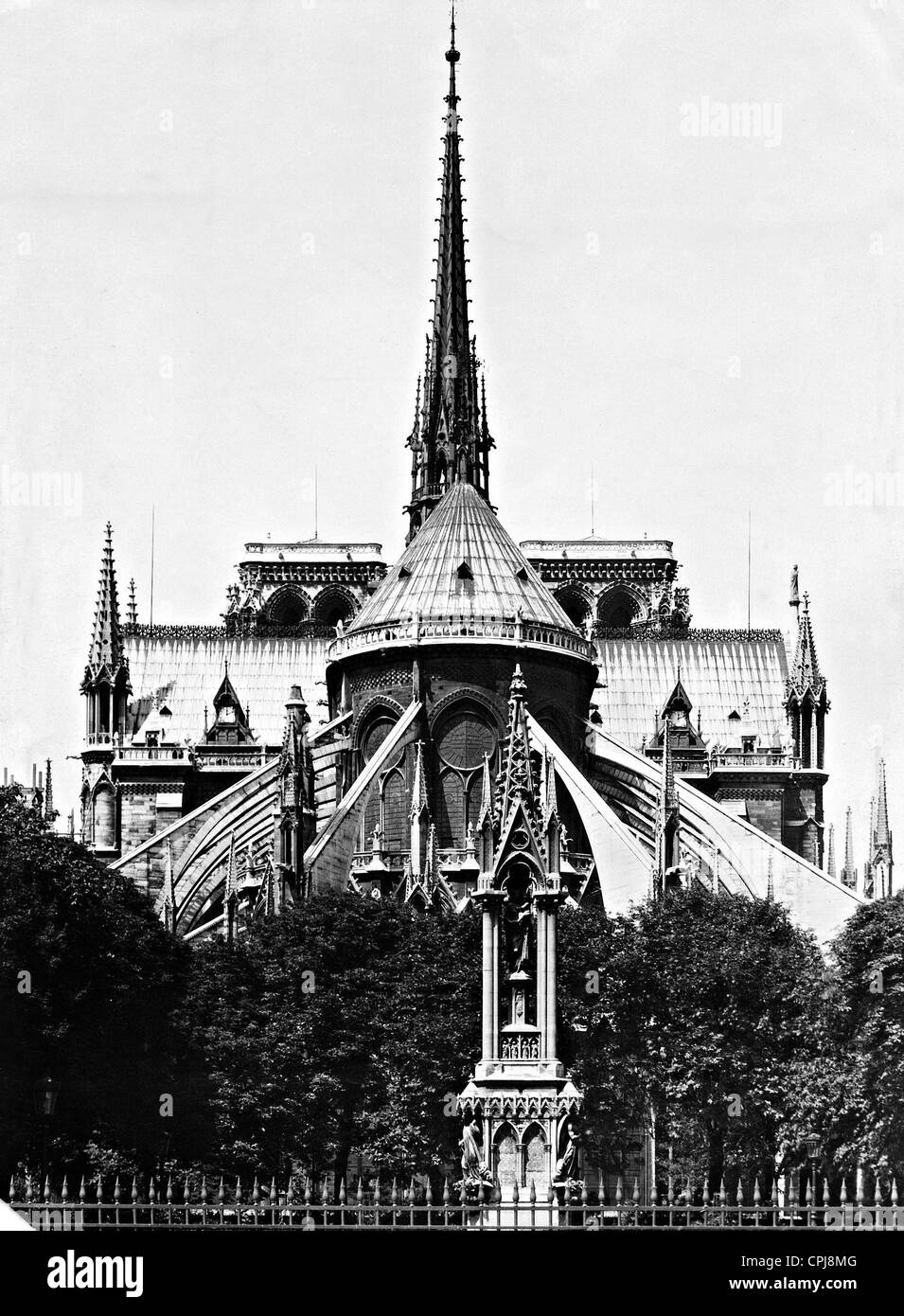 Rear view of the cathedral Notre Dame de Paris, 1934 Stock Photo - Alamy