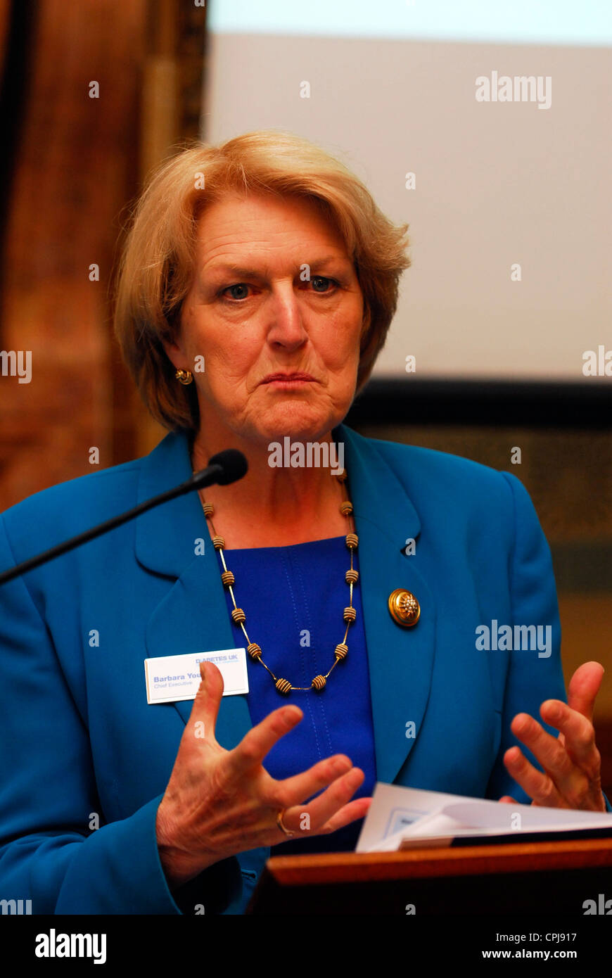 Baroness Barbara Young, Chief Executive of Diabetes UK, addressing ...
