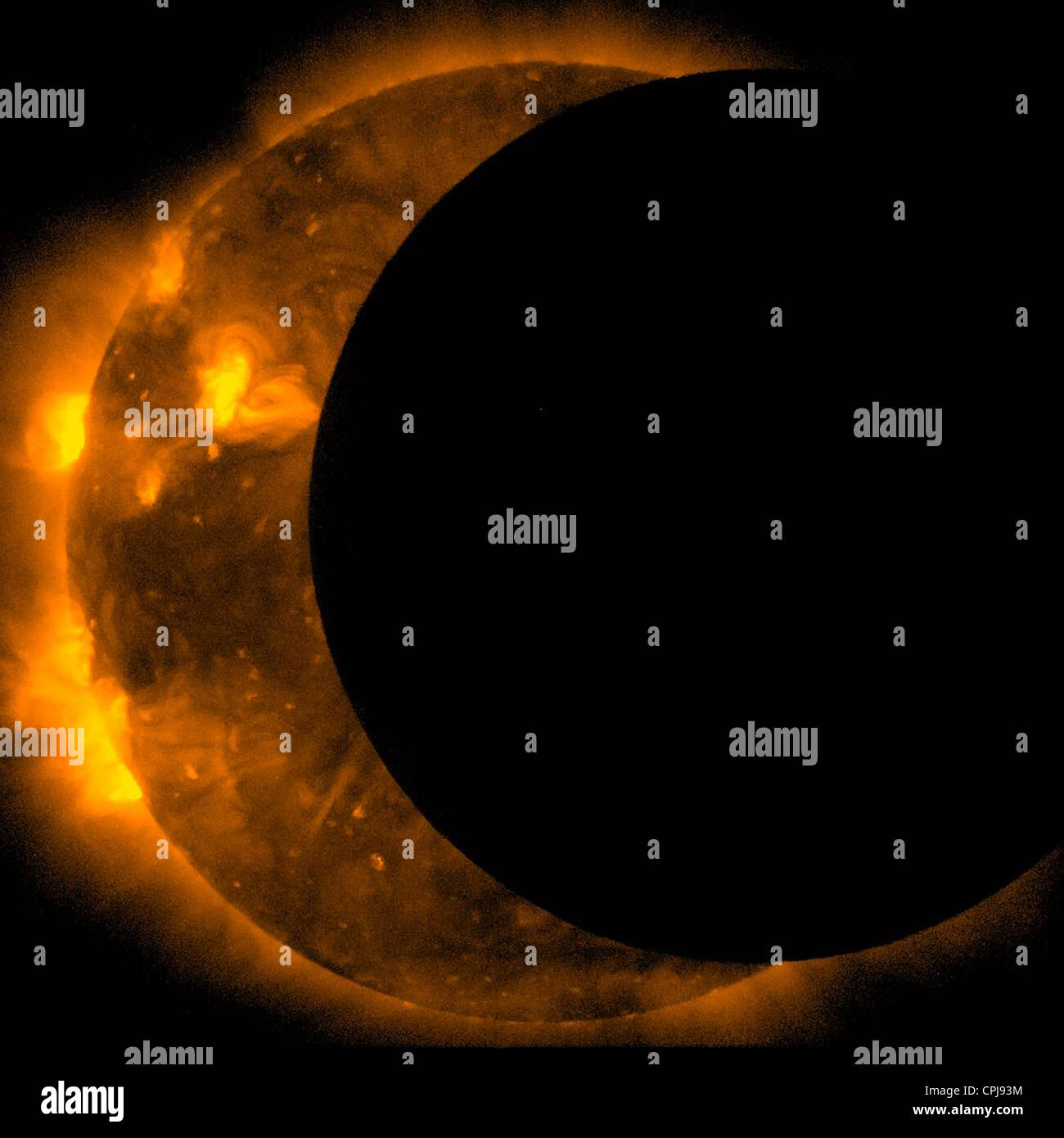 Image captured in space of the annular eclipse of the Sun taken by the ...
