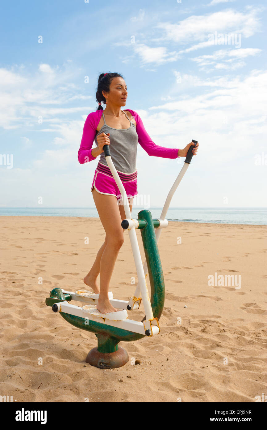 An outdoor fitness machine on a scenic beach location Stock Photo - Alamy