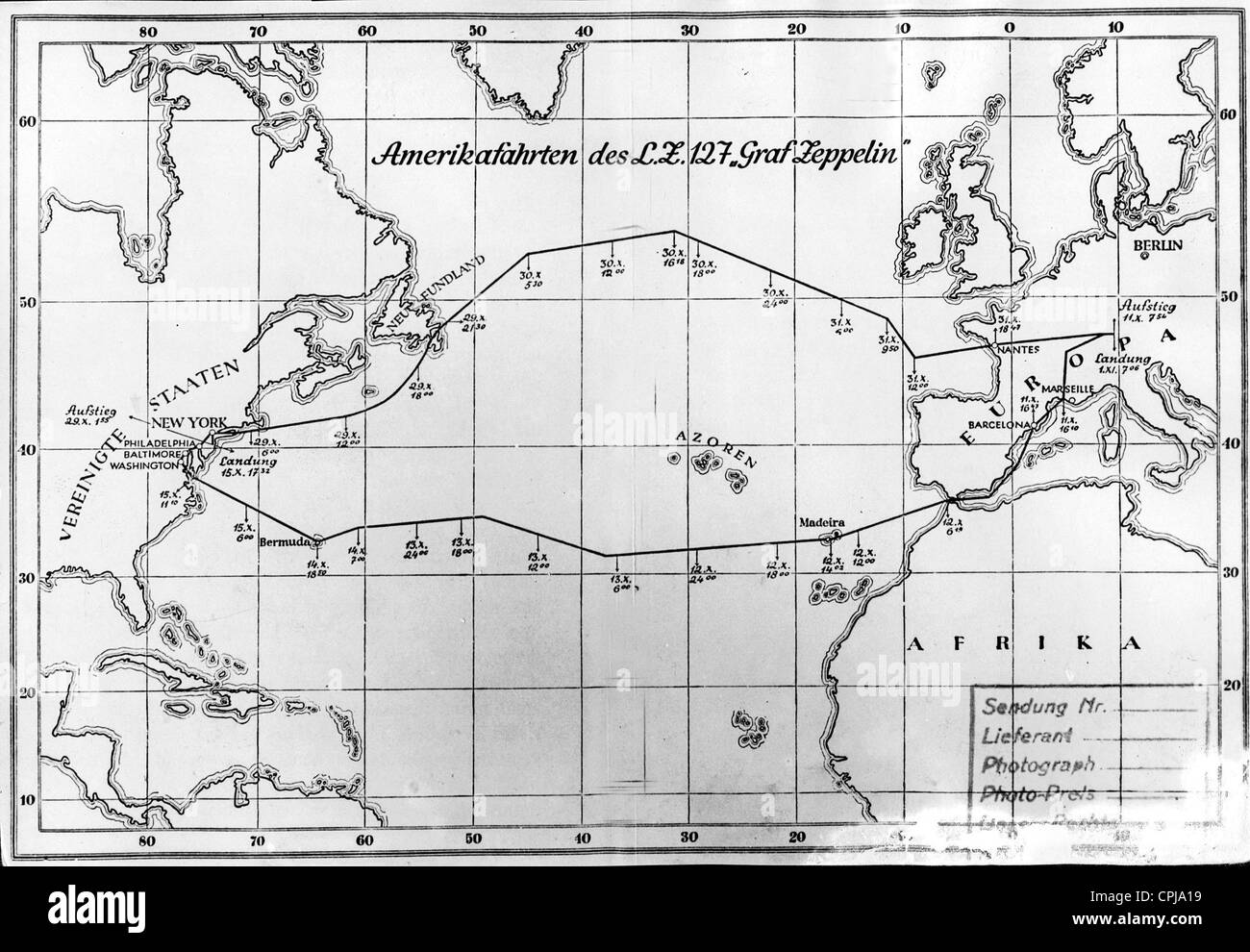 Lz 127 graf zeppelin route map hi-res stock photography and images - Alamy
