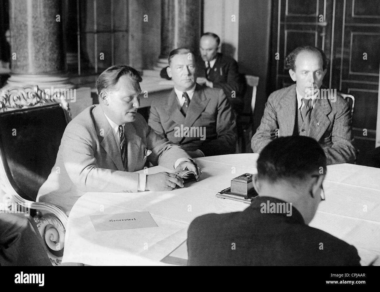 Hermann Goring and Roland Freisler in a press conference, 1933 Stock ...