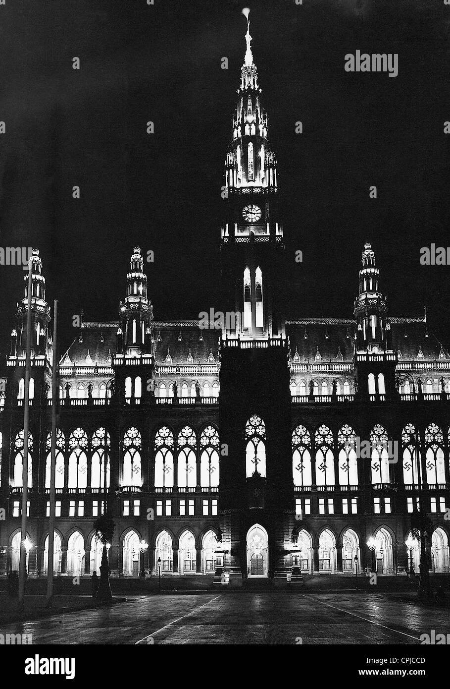 Vienna city hall at night, 1938 Stock Photo - Alamy