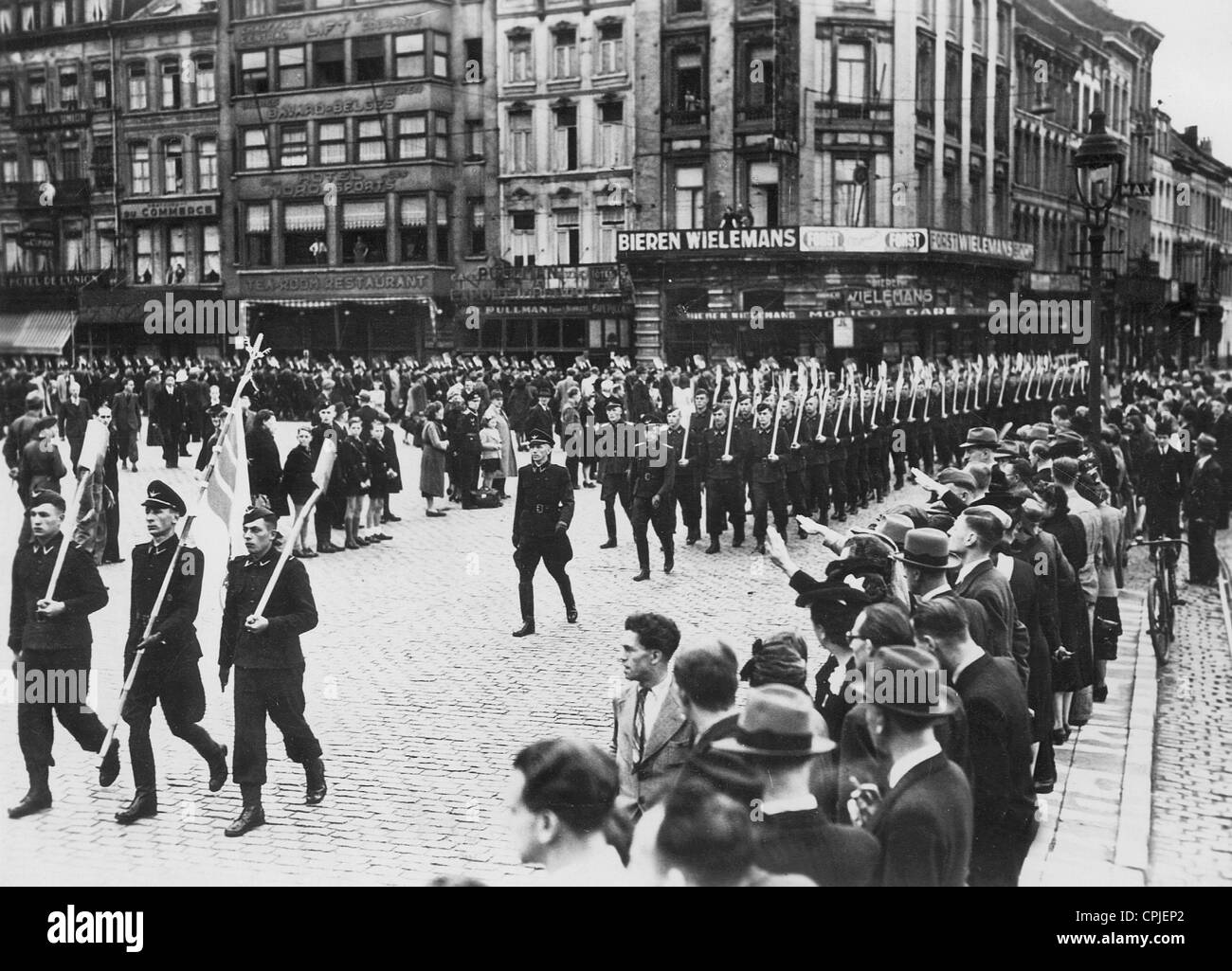 Parade of the Belgian Labor Service in Antwerp, 1943 Stock Photo - Alamy