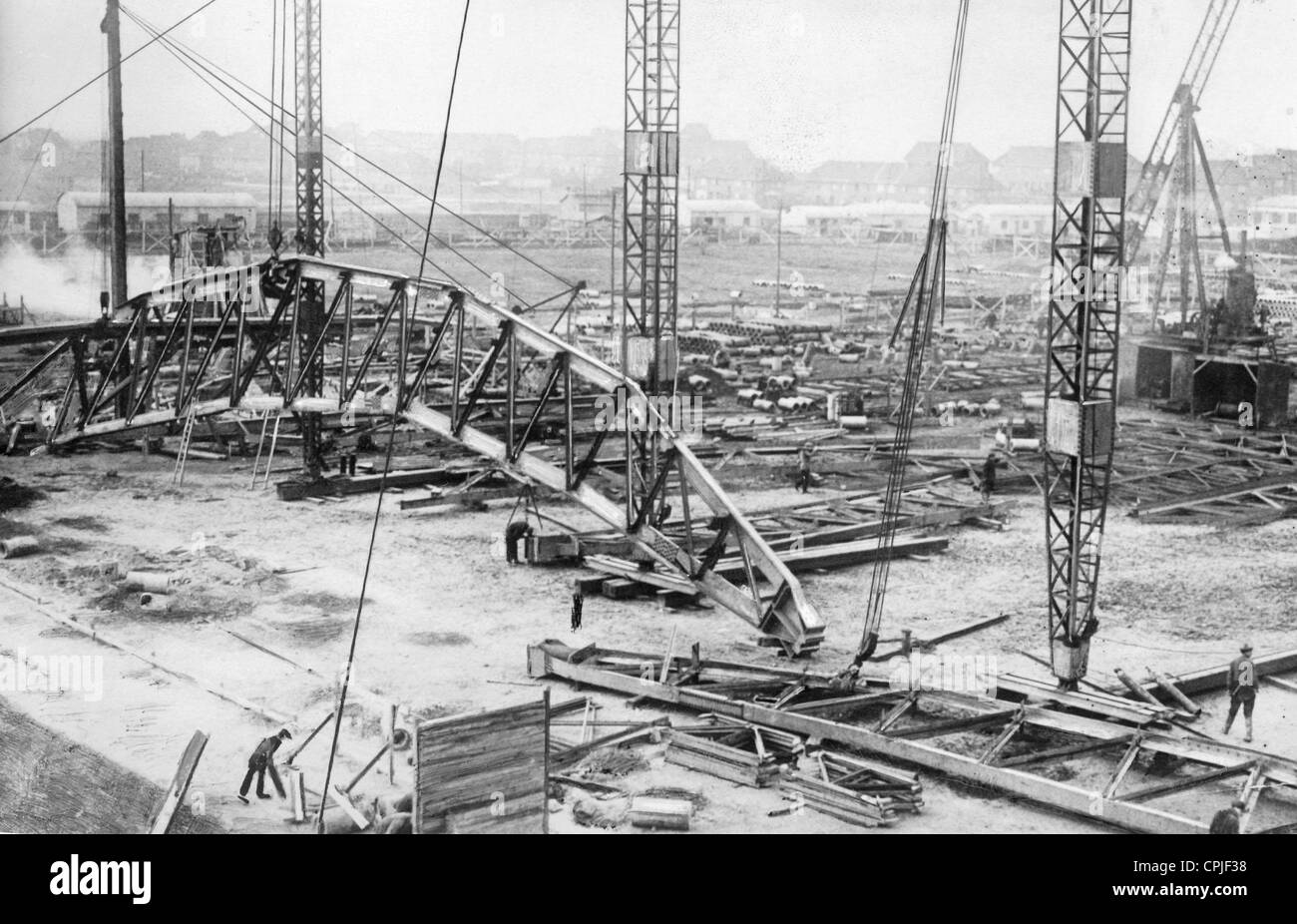 Construction work for the Brussels International Exhibition, 1935 Stock ...