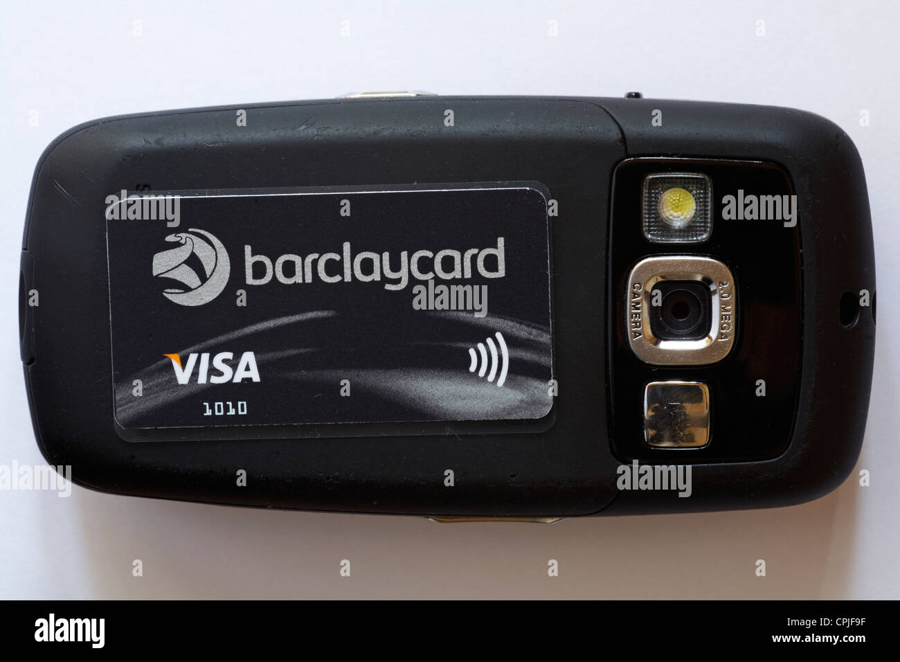 Barclaycard PayTag sticker stuck on back of mobile phone Stock Photo ...