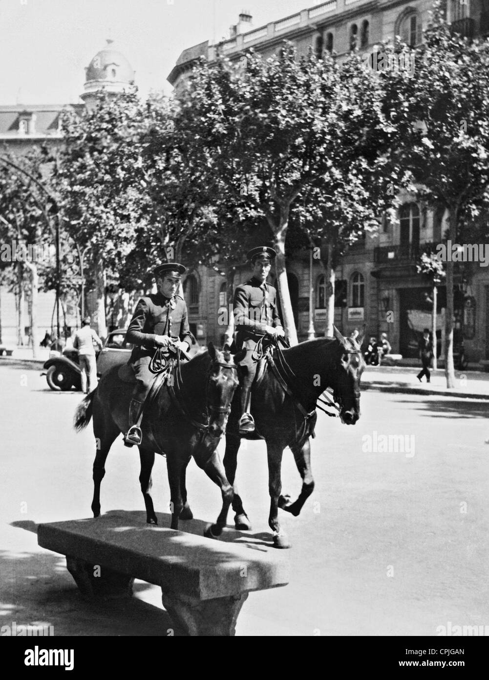 Mounted police officers in Barcelona, 1936 Stock Photo - Alamy