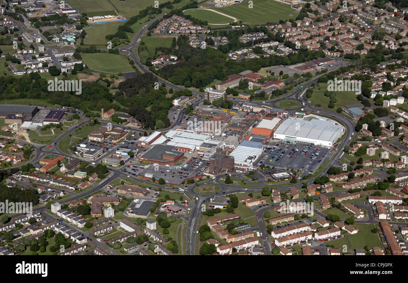 aerial view of Castle Dene Shopping Centre in Peterlee town centre, in ...