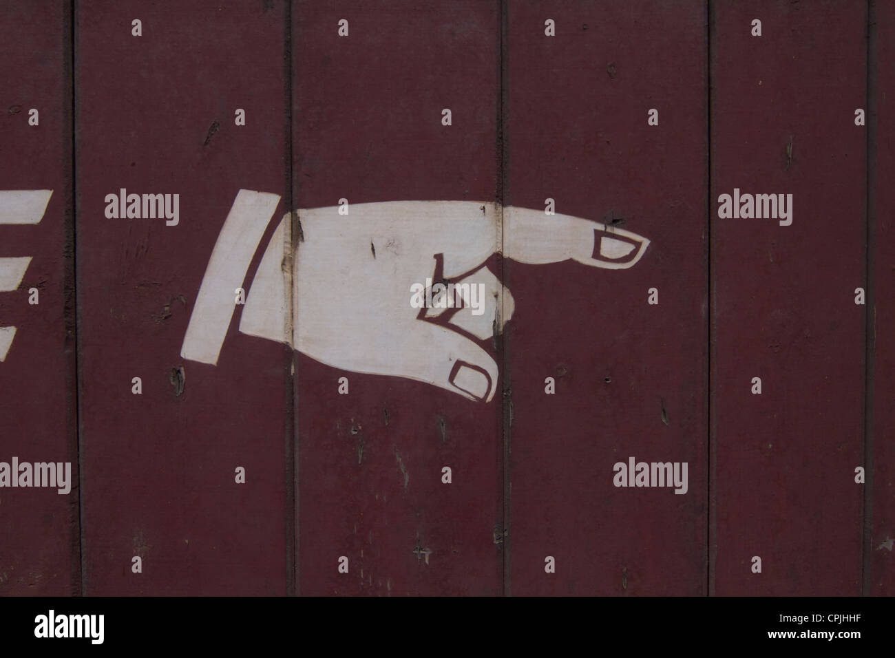 painted stencil of hand pointing Stock Photo - Alamy