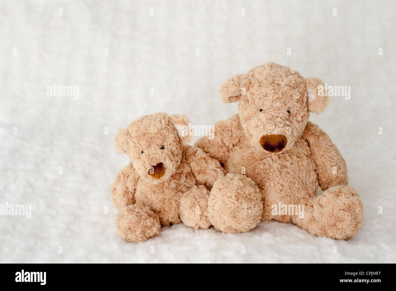 teddy bear seated on white carpet Stock Photo - Alamy