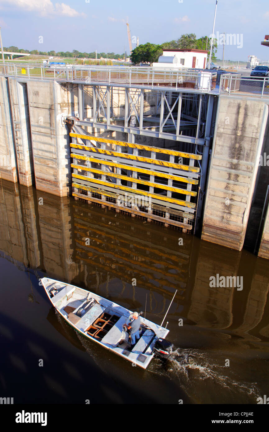 Florida Lake Okeechobee,Port Mayaca Locks,boat,entering,visitors travel ...