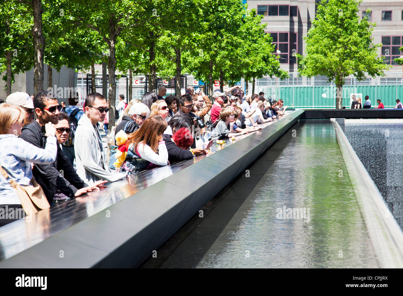 ground zero new york memorial waterfall with names inscribed round the ...