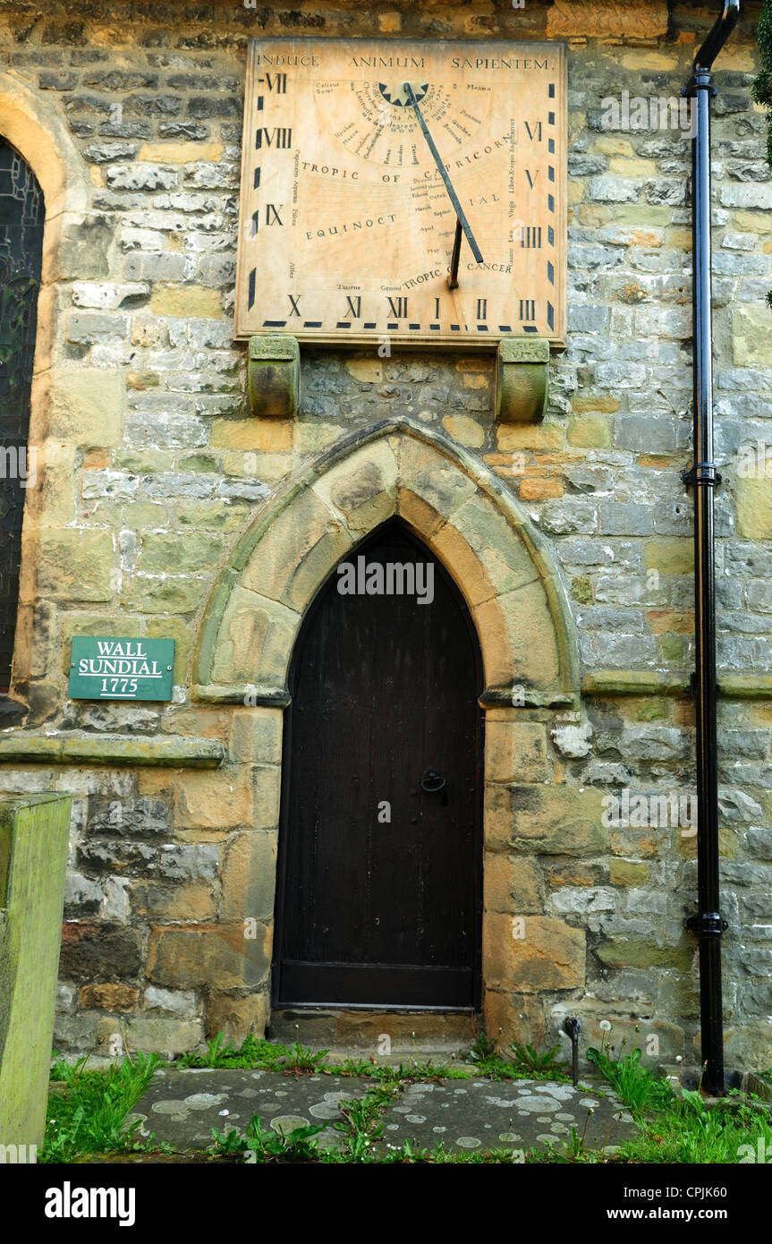 Eyam Plague Village Derbyshire England.Sundial St Lawrence Church Stock ...
