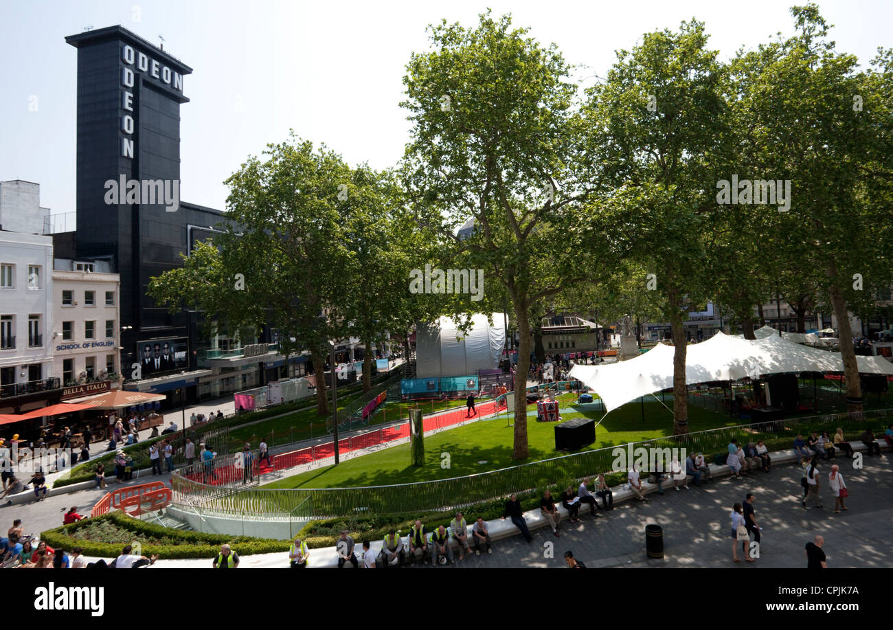 Newly redesigned Leicester Square in London's West End Stock Photo - Alamy